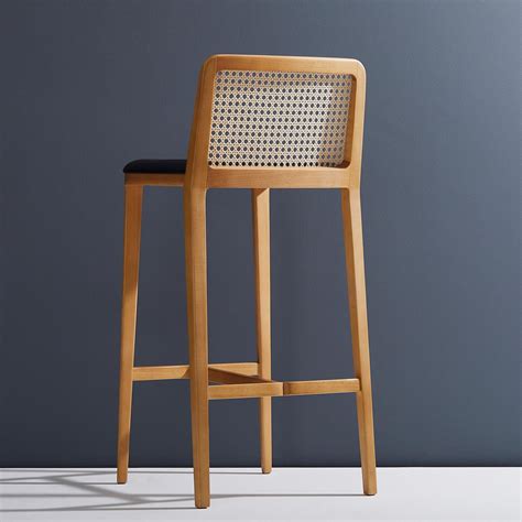 Minimal Style Solid Wood Stool Bar Or Counter Hight Caning And Leather For Sale At 1stdibs