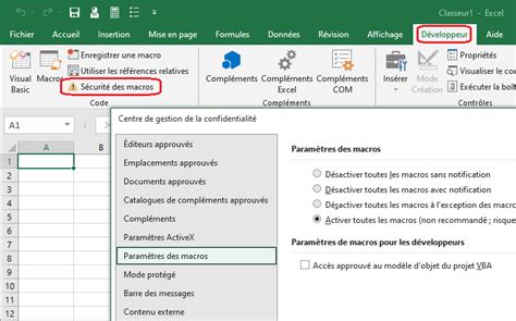 Activation Macro Excel