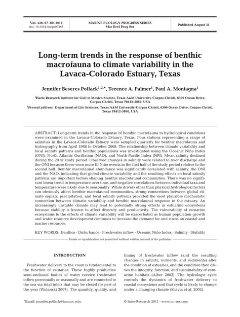 Pdf Long Term Trends In The Response Of Benthic Macrofauna To Climate