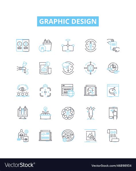 Graphic Design Line Icons Set Royalty Free Vector Image