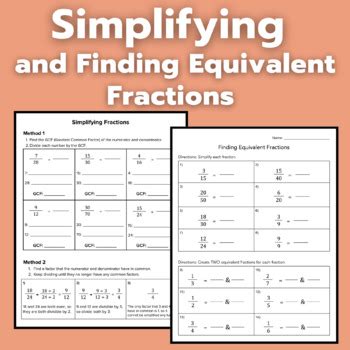 GCF LCM And Simplifying Fractions Notes And Practice Pages TPT