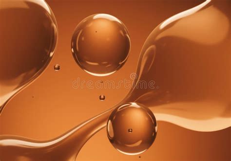 Abstract Fluid Shapes With Floating Spheres On Orange Background Stock Image Image Of Pattern