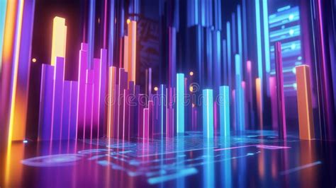 Dynamic 3d Data Visualizations Floating In A High Tech Futuristic Analysis Room With Holographic