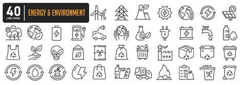 에너지 및 환경 가는 선 아이콘입니다 편집 가능한 획 웹사이트 마케팅 디자인 로고 앱 템플릿 Ui 등 벡터 그림입니다 아이콘에 대한 스톡 벡터 아트 및 기타 이미지 Istock