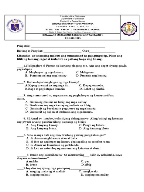 Ibasahin At Unawaing Mabuti Ang Sumusunod Na Pangungusap Piliin Ang Titik Ng Tamang Sagot At