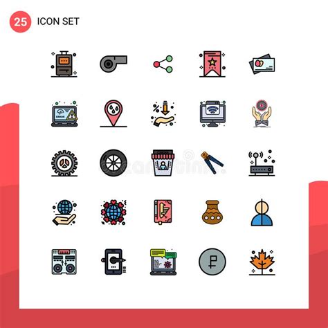 Editable Vector Line Pack Of 25 Simple Filled Line Flat Colors Of Html