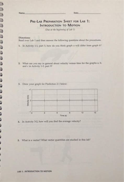 Name Date Pre Lab Preparation Sheet For Lab 1