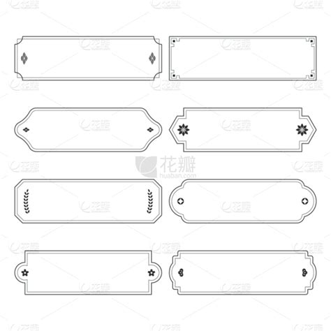 常规日式线型标题框组合元素素材