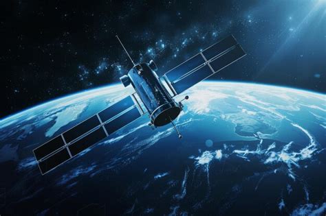 Satellite Orbiting Earth In Space Premium Ai Generated Image