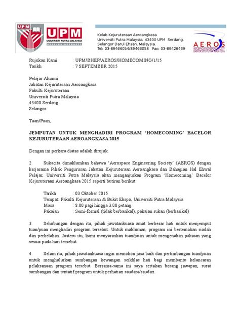 Contoh Surat Program Alumni Universiti Ella Parsons