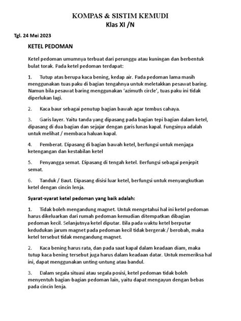 Materi Lanjutan Kompas And Sistim Kemudi Pdf