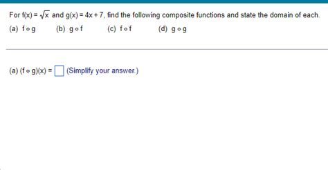 Solved Find The Following Composite Functions And State The