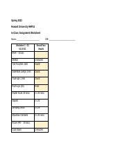 In Class Assignment Fitness Worksheet Exercises Results Course Hero