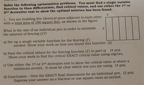 Solved Solve The Following Optimization Problems You Must
