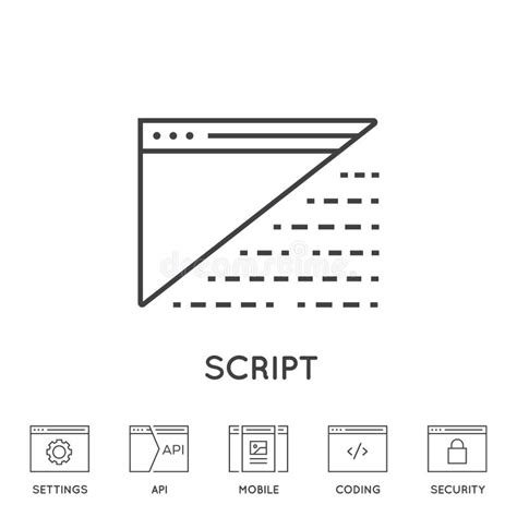 Set Of Minimal Browser Developing App And Coding Vector Line Icons