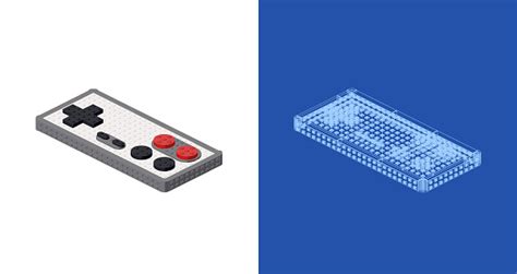 인쇄 및 장식을 위한 등각 투영 스타일의 게임 패드가 있는 개념 벡터 일러스트 레이 션입니다 3차원 형태에 대한 스톡 벡터 아트 및 기타 이미지 Istock