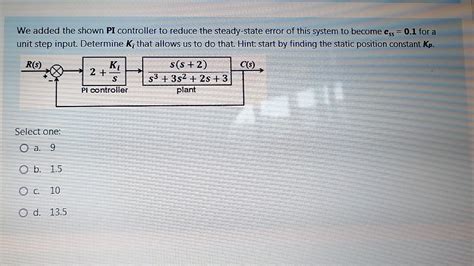 Solved We Added The Shown PI Controller To Reduce The Chegg