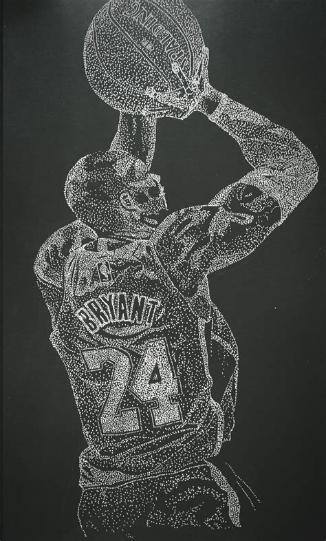 Kobe Bryant Black And White Drawing Disegni Figurativo