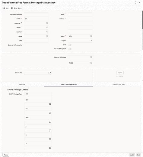 Swift Message Details Tab