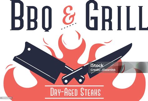 텍스트 디자인과 그릴 요소가 있는 바비큐 바 및 그릴 라벨 로고에 대한 스톡 벡터 아트 및 기타 이미지 로고 바비큐 고기