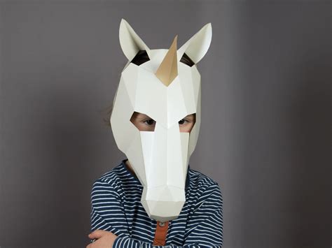 Printable Unicorn Mask Low Poly Mask Unicorn Papercraft Etsy Low Poly Mask Unicorn Mask