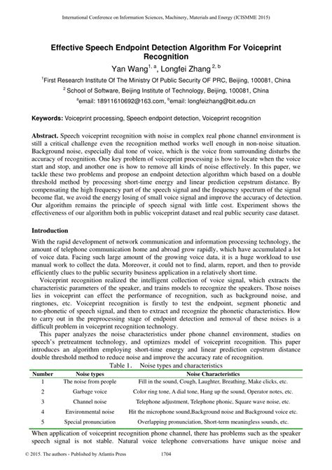 Pdf Effective Speech Endpoint Detection Algorithm For Voiceprint