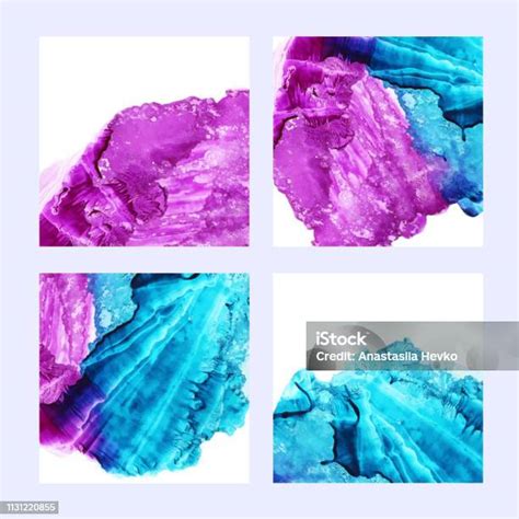 추상 수채화 모양으로 게시물 템플릿 컬렉션입니다 다채로운 파란색과 분홍색 잉크 그림 사각형의 집합입니다 벡터에 대한 스톡 벡터 아트 및 기타 이미지 Istock