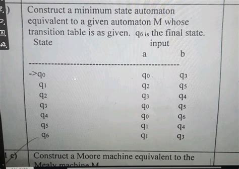 Construct A Minimum State Automaton Equivalent To A Given Automaton M