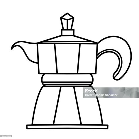 간헐천 커피 메이커 벡터 아이콘 흰색 배경에 격리 된 손으로 그린 그림 에스프레소 아메리카노 맥주 양조를위한 이탈리아 모카 냄비 주방 기기 스케치 흑백 낙서 간헐천에 대한