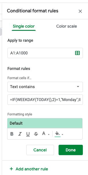 Google Sheets Change Row Color By Weekday Stack Overflow