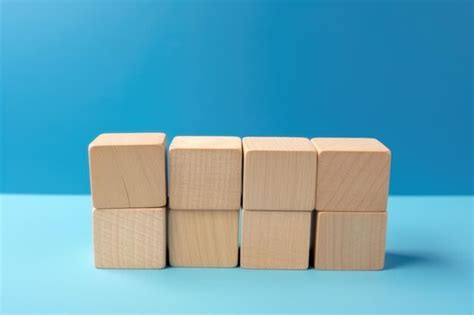 Premium Photo Wooden Blocks Connected Together On Blue Background