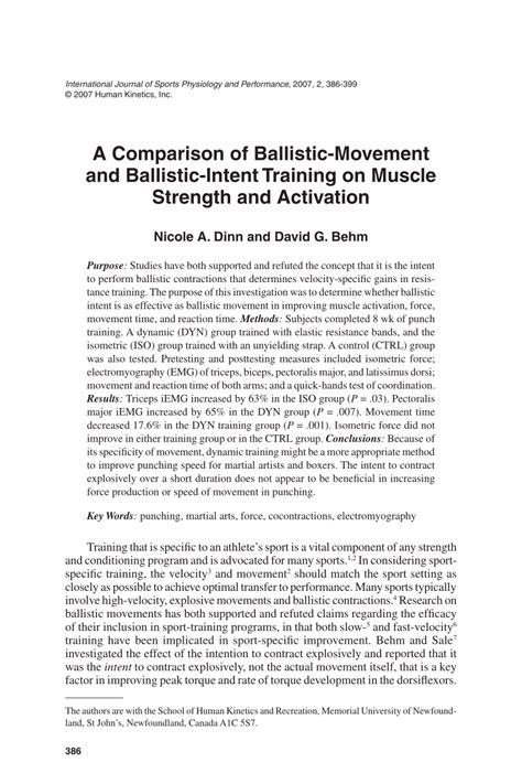 Pdf A Comparison Of Ballistic Movement And Ballistic Intent Training On Muscle Strength And