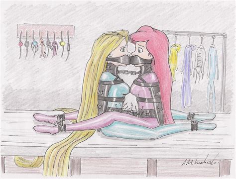 Rule 34 2girls Ariel Armbinder Blonde Hair Blue Bodysuit Blue Eyes Bodysuit Bondage Bound