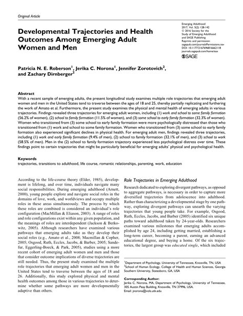 Pdf Developmental Trajectories And Health Outcomes Among Emerging