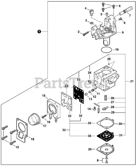 Echo SRM 230 Echo String Trimmer SN T49514001001 T49514999999 Carburetor Parts Lookup
