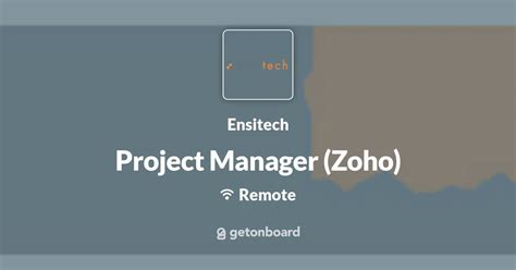 Project Manager Zoho At Ensitech Remote Work From Home Get On Board