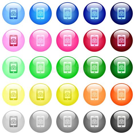 Mobile Photography Icons In Color Glossy Buttons Stock Vector Illustration Of Mobile Optics