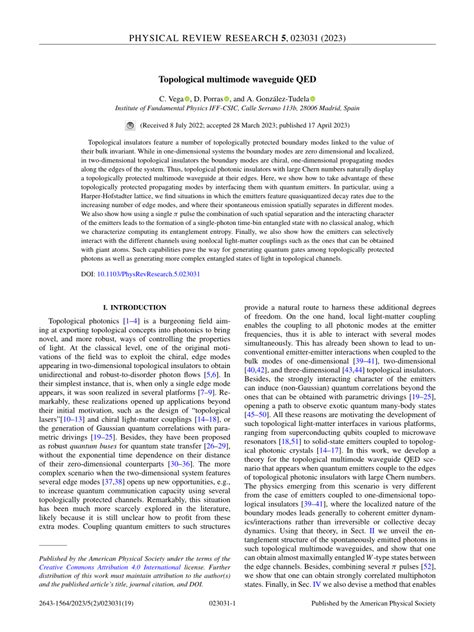 Pdf Topological Multimode Waveguide Qed