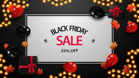 블랙 프라이데이 세일 빨간색과 검은 풍선이있는 검은 색 할인 배너 선물 제안된 흰색 종이 시트 화환 프레임 및 단풍 나무 잎 상단 보기 11월에 대한 스톡 벡터 아트 및