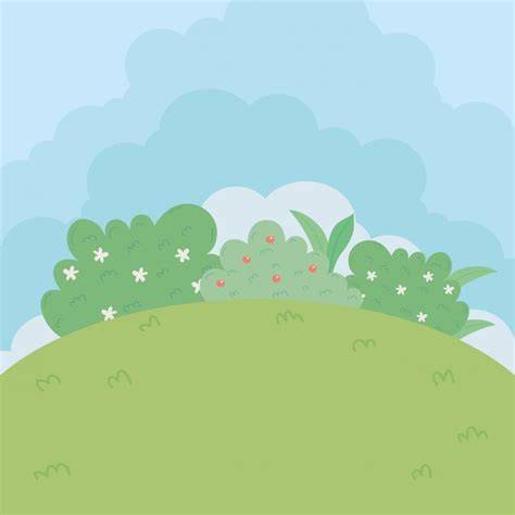 자연 관목 벡터 일러스트 레이 션 프리미엄 벡터