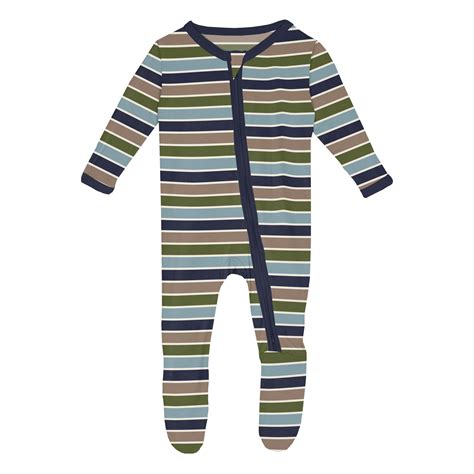 Print Footie With 2 Way Zipper In Fall Vibes Stripe