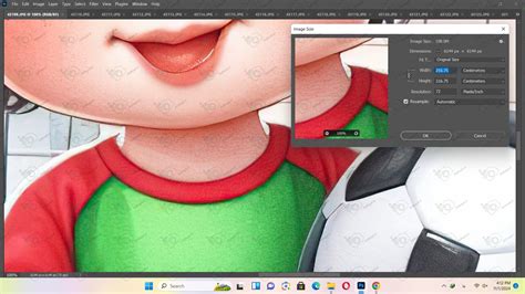 بک گراند کودکانه پسر بچه با مزه با توپ فوتبال و هندونه جلوی دروازه کد