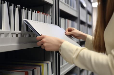 Premium Photo Woman Taking Folder Data Adult Marketing Generate Ai