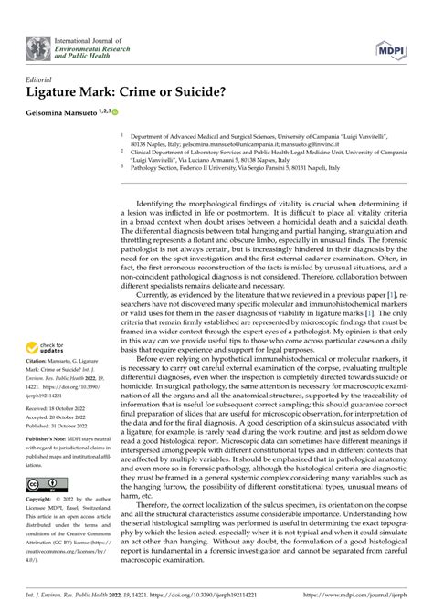 Pdf Ligature Mark Crime Or Suicide