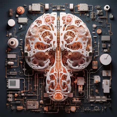 Premium Ai Image Human Brain Merging Machine Ai Iphonelike Parts Ai Generated Art