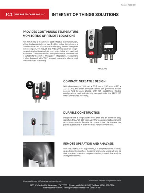 Apex 200 Data Specifications Pdf Internet Of Things Infrared