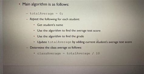 Solved Main Algorithm Is As Follows Totalaverage 0