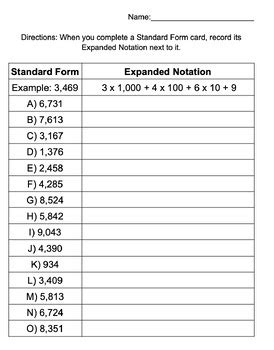 Standard Form Expanded Notation Build Your Number Game With Multiplication