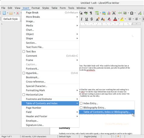How To Add Table Of Contents In LibreOffice Writer Libreofficehelp Com