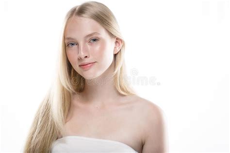 Beauty Woman Face Portrait Close Up Beautiful Model Girl With P Stock